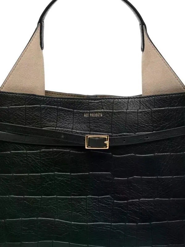 REE PROJECTS Clare Croc-effect Leather Tote Bag - Black