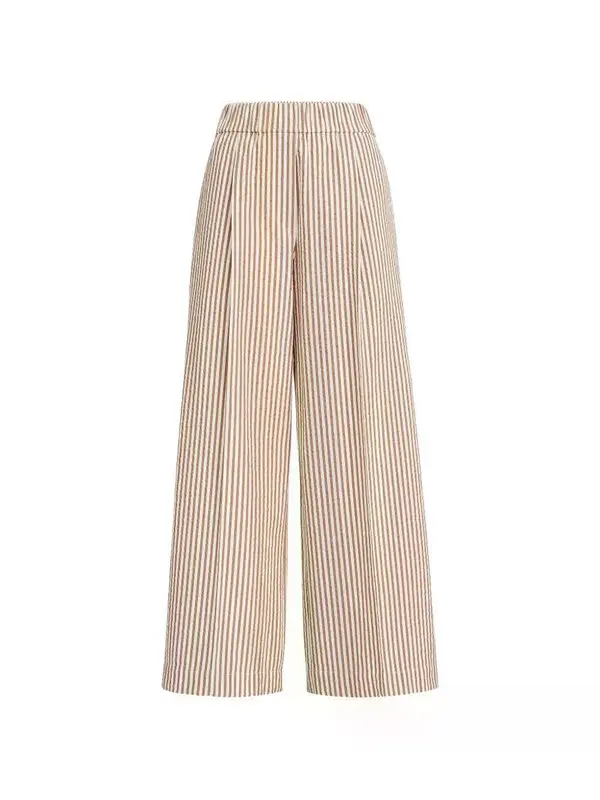 Brunello Cucinelli Striped Cotton Seersucker Baggy Trousers