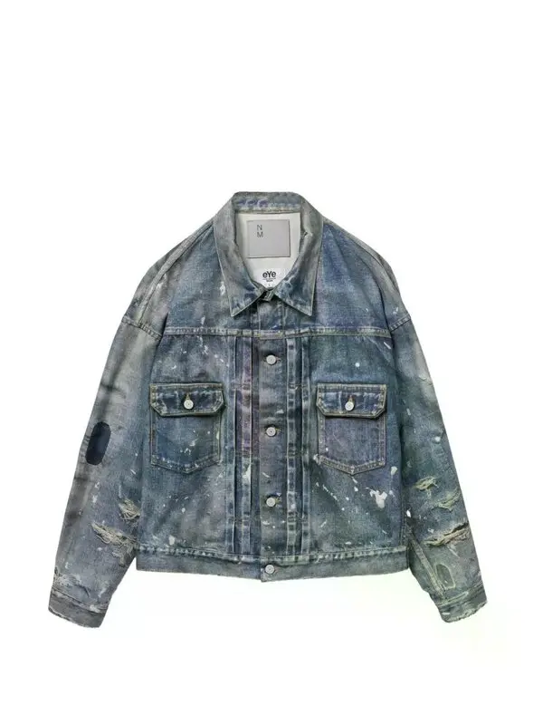 Junya Watanabe Paint-splatter Distressed Denim Jacket