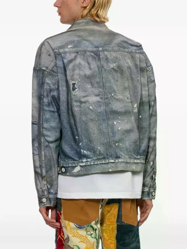 Junya Watanabe Paint-splatter Distressed Denim Jacket
