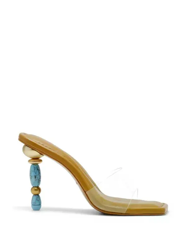 Cult Gaia Mahina Transparent Beaded Heel Pumps - Brown
