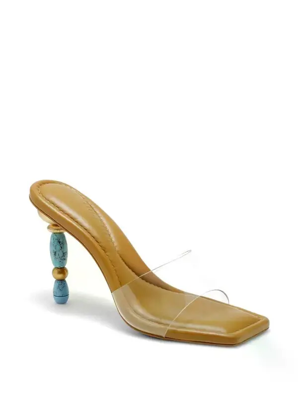 Cult Gaia Mahina Transparent Beaded Heel Pumps - Brown