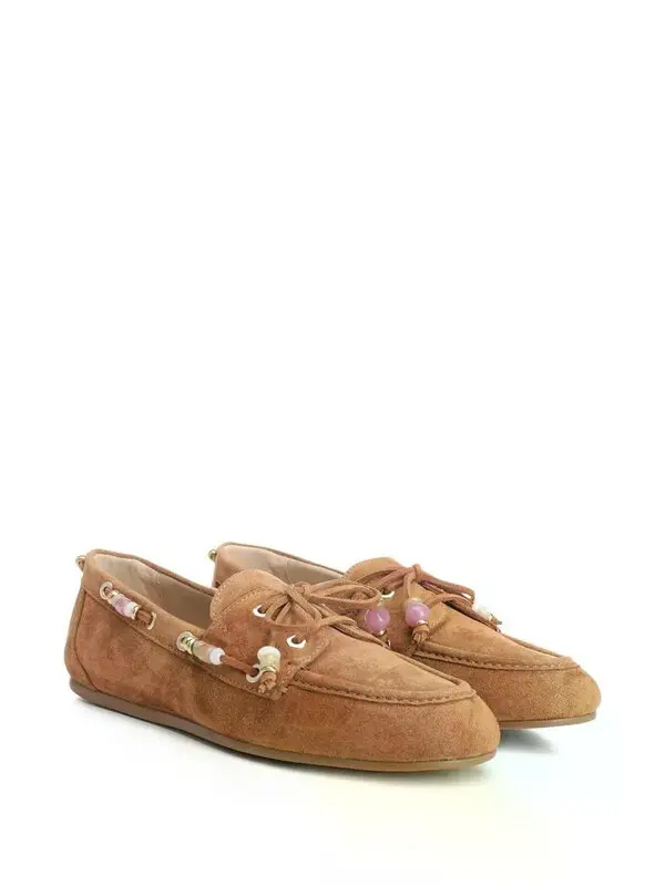 STUART WEITZMAN Embellished Suede Loafers