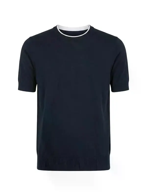 Peserico Contrast-trim Knitted T-shirt - Blue