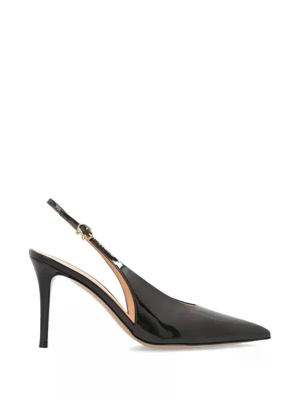 GIANVITO ROSSI Robbie Patent-leather Slingback Pumps - Brown