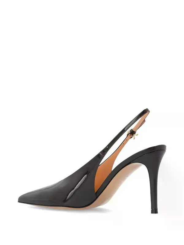 GIANVITO ROSSI Robbie Patent-leather Slingback Pumps - Brown