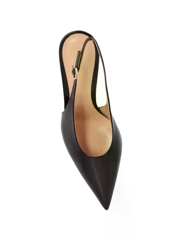 GIANVITO ROSSI Robbie Patent-leather Slingback Pumps - Brown