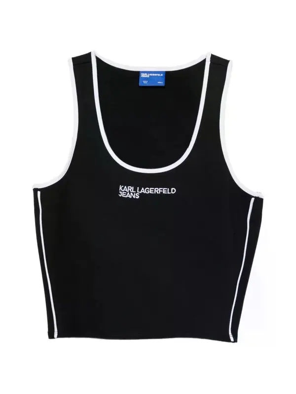 Karl Lagerfeld Logo Print Cropped Tank Top - Black