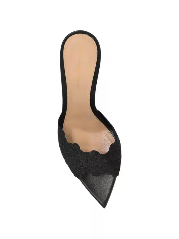 GIANVITO ROSSI Yvonne Lace-panel Scalloped Mules