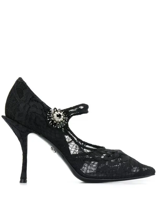 Dolce & Gabbana Mary Jane Lace Pumps - Black