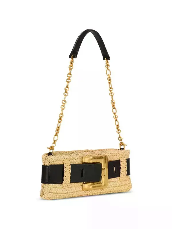 Balmain Anthem Clutch Bag In Smooth Leather And Crochet