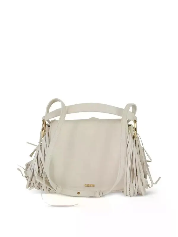 GEDEBE Clutch Bag With Floral Appliqué And Fringe Detailing