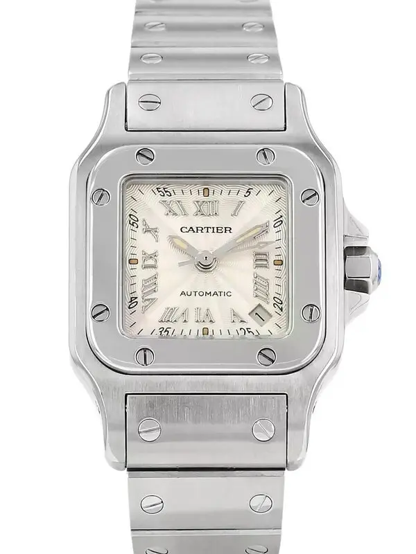 Cartier Santos Automatic Watch With Case And Stainless Steel Bracelet
