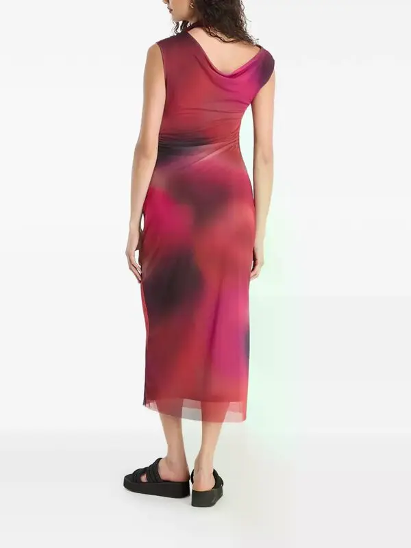 Desigual Abstract Print Draped Midi Dress