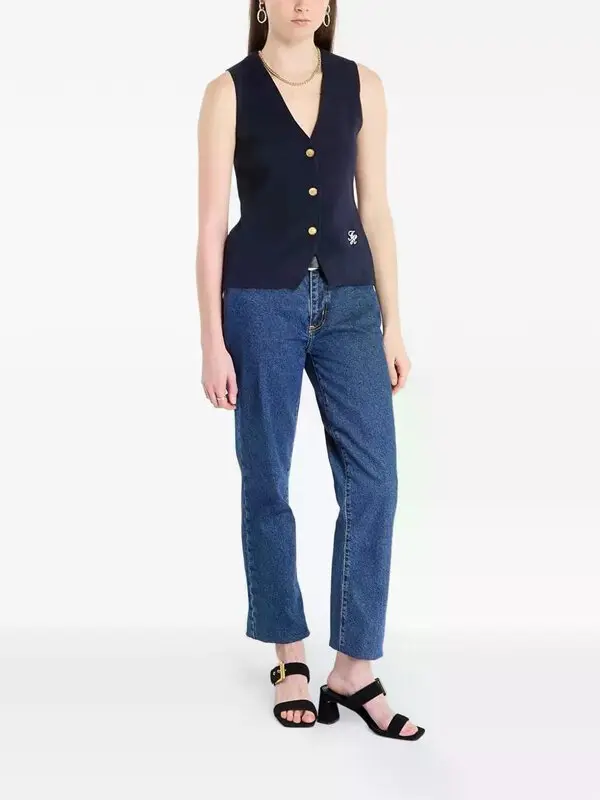 Tommy Hilfiger Logo-embroidered V-neck Waistcoat - Blue