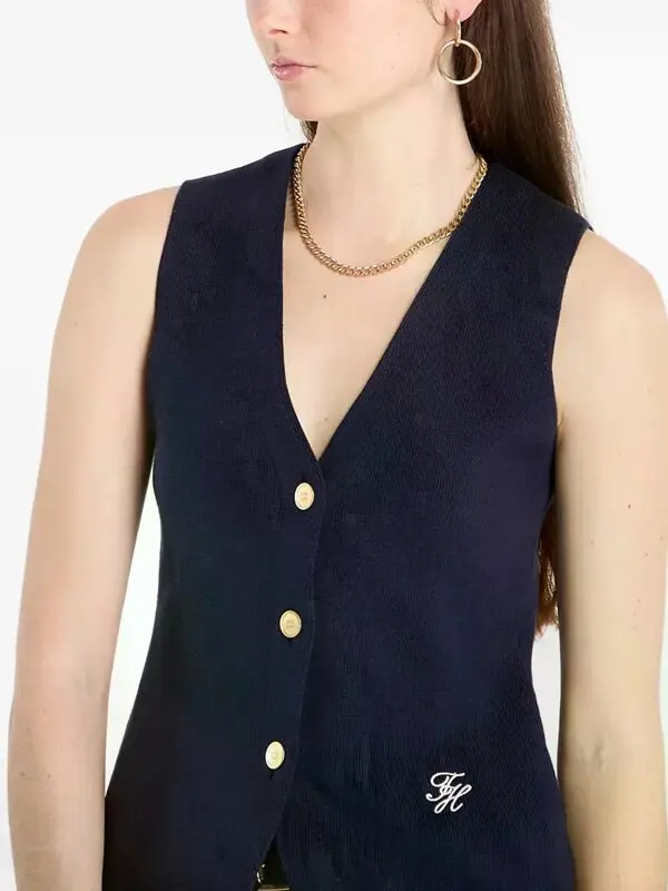 Tommy Hilfiger Logo-embroidered V-neck Waistcoat - Blue