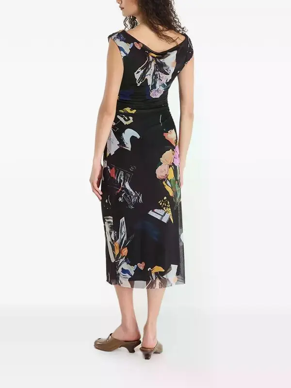Desigual Graphic Print Cowl Neck Midi Dress