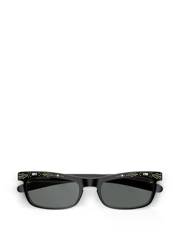 Valentino Garavani Crystal Embellished Rectangle Sunglasses - Black