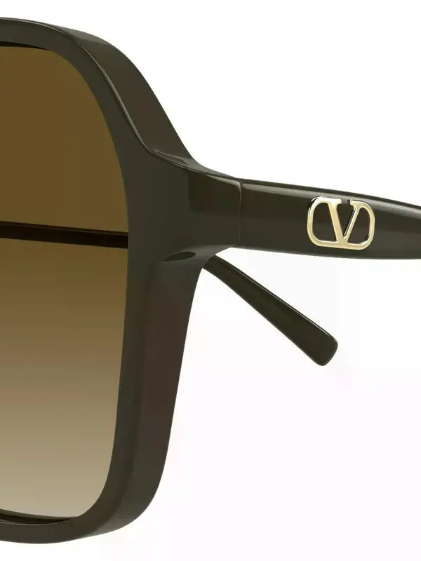 Valentino Garavani Vlogo Geometric-frame Sunglasses - Brown