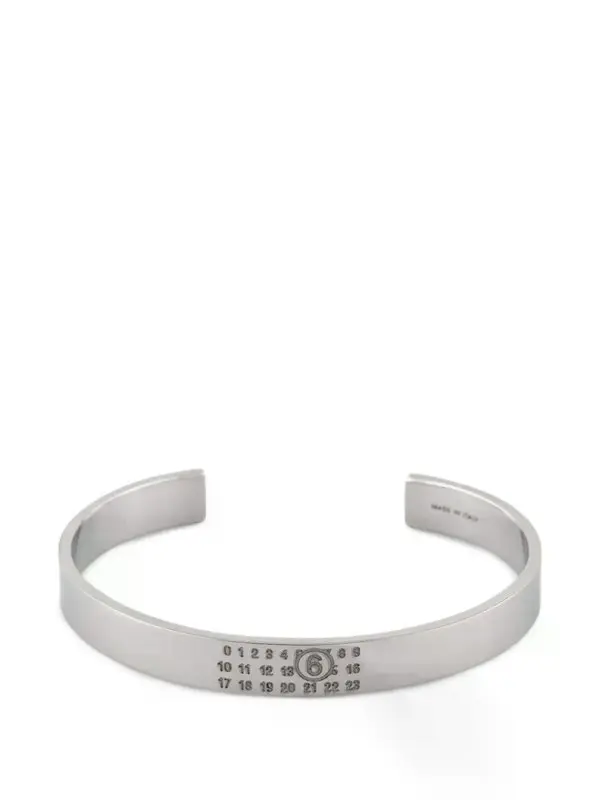 MAISON MARGIELA Numerical Logo Engraved Open Cuff Bracelet - Silver