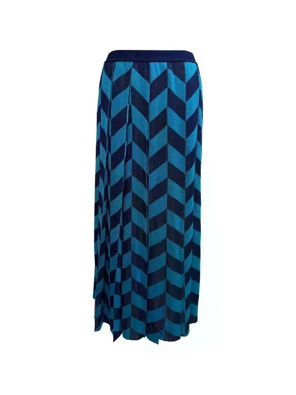 Gucci Pleated Chevron-print Skirt - Blue