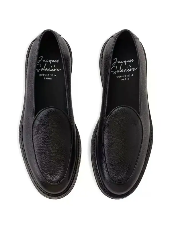JACQUES SOLOVIERE Alexis Pebbled-leather Loafers