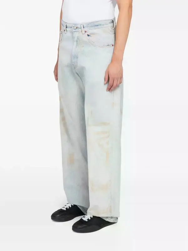 MAISON MARGIELA Whiskered Faded-effect Wide-leg Jeans