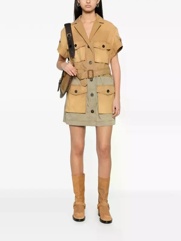 GOLDEN GOOSE Pamela Saharian Belted Mini Cargo Dress - Neutrals