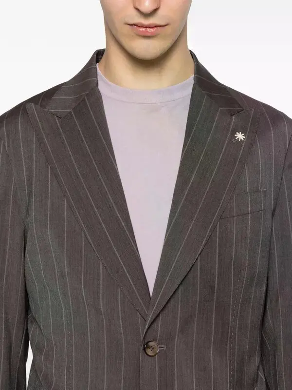 MANUEL RITZ Pinstripe-pattern Single-breasted Suit - Grey
