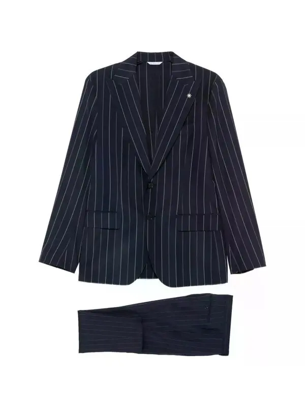 MANUEL RITZ Pinstripe-pattern Single-breasted Suit - Blue