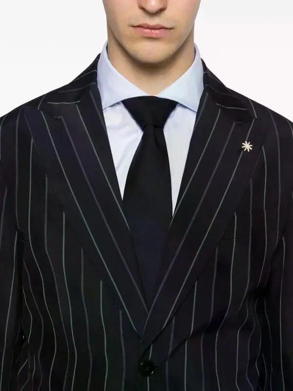 MANUEL RITZ Pinstripe-pattern Single-breasted Suit - Blue