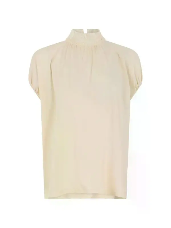 Fabiana Filippi Lace-trimmed Gathered High Neck Blouse