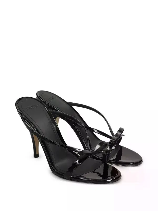 3JUIN Natalia Bow Detail Crossover Strap Stiletto Sandals - Black