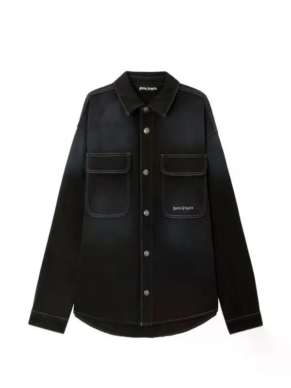 Palm Angels Logo Denim Shirt - Black