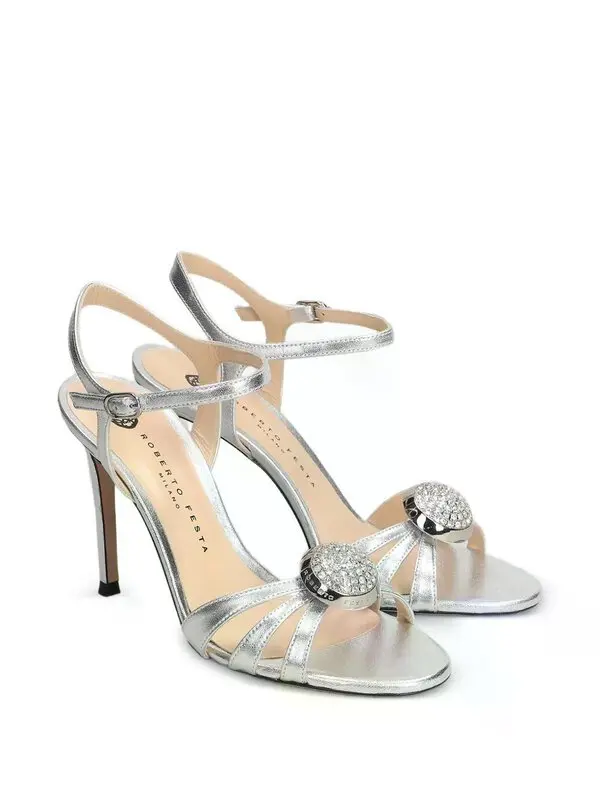 Roberto Festa Crystal-embellished Metallic Stiletto Sandals