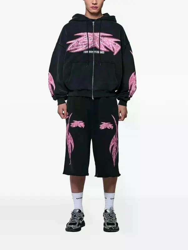 GODMADE Graphic-print Zip-up Hoodie - Black