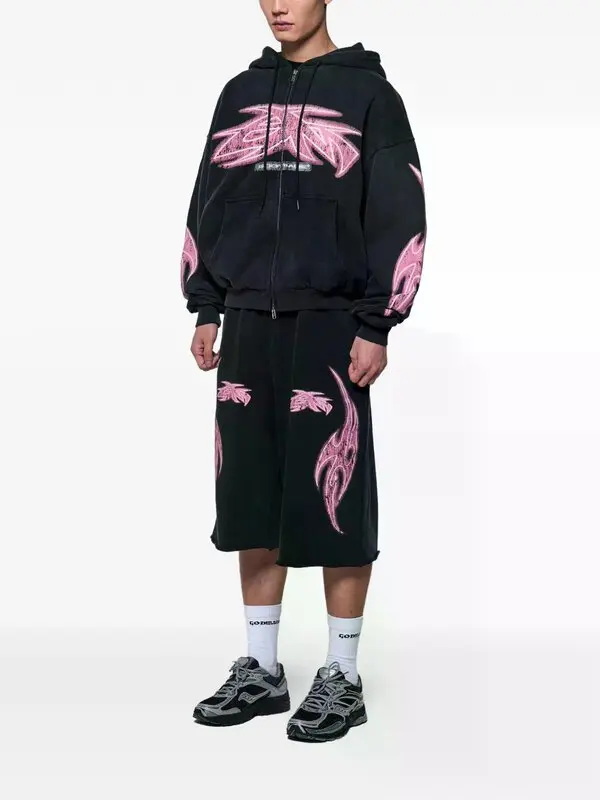 GODMADE Graphic-print Zip-up Hoodie - Black