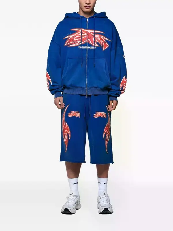 GODMADE Graphic-print Zip-up Hoodie - Blue