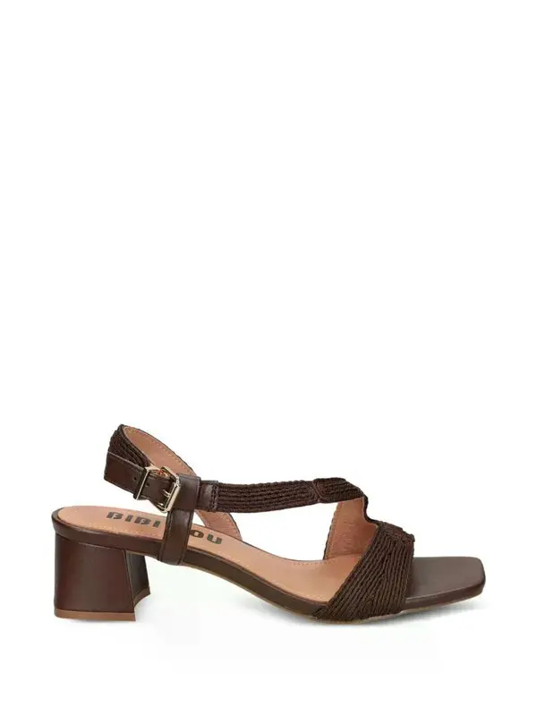 BIBI LOU Embroidered Strap Block Heel Sandals