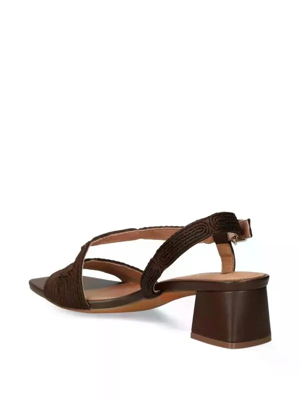BIBI LOU Embroidered Strap Block Heel Sandals