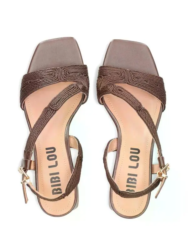 BIBI LOU Embroidered Strap Block Heel Sandals
