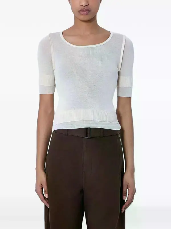 LEMAIRE Layered-hem Fine-knit T-shirt - Neutrals