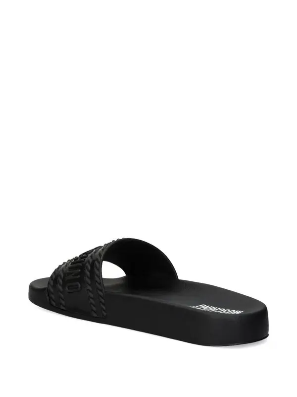 Moschino Embossed Logo Slides - Black