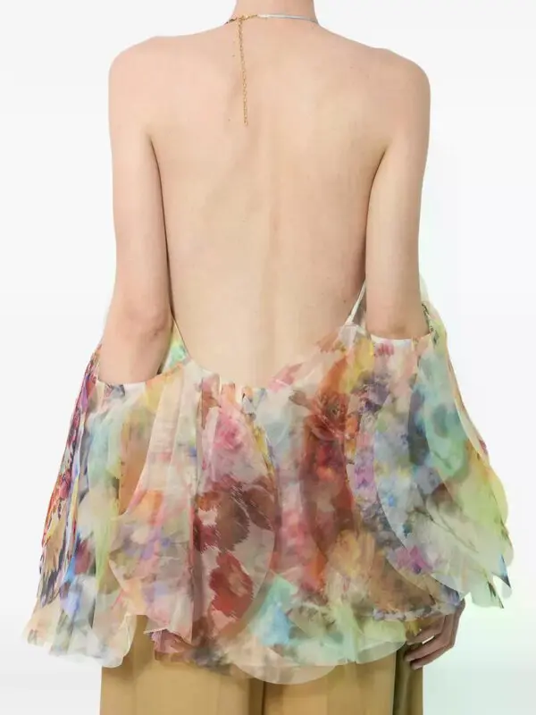 Zimmermann Luna Ruffled Floral Print Puff-sleeve Blouse
