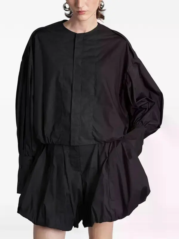 THELATEST Diana Pleated Puff-sleeve Blouse - Black