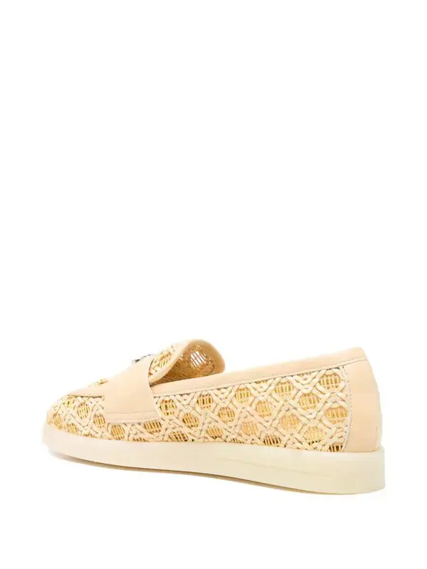 Casadei Woven Logo-plaque Loafers - Neutrals