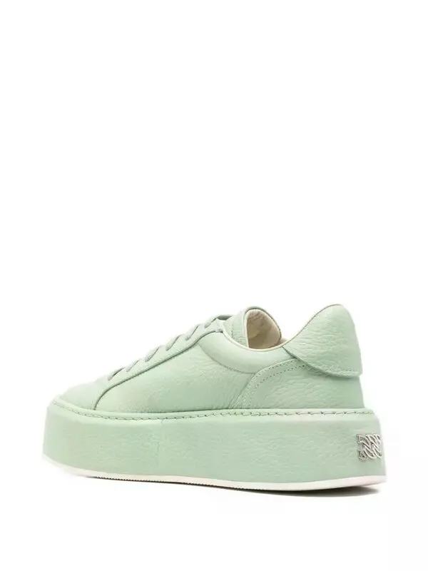 Casadei I-box Pebbled Leather Platform Sneakers - Green