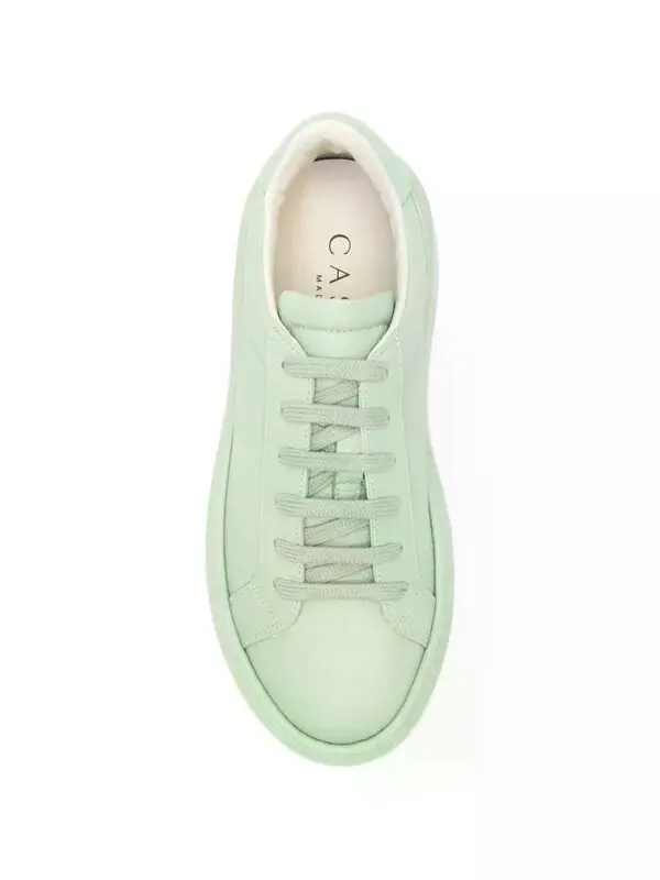 Casadei I-box Pebbled Leather Platform Sneakers - Green