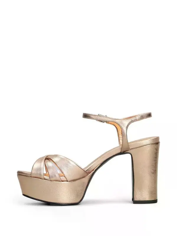 Schutz Metallic Crossover Platform Block-heel Sandals