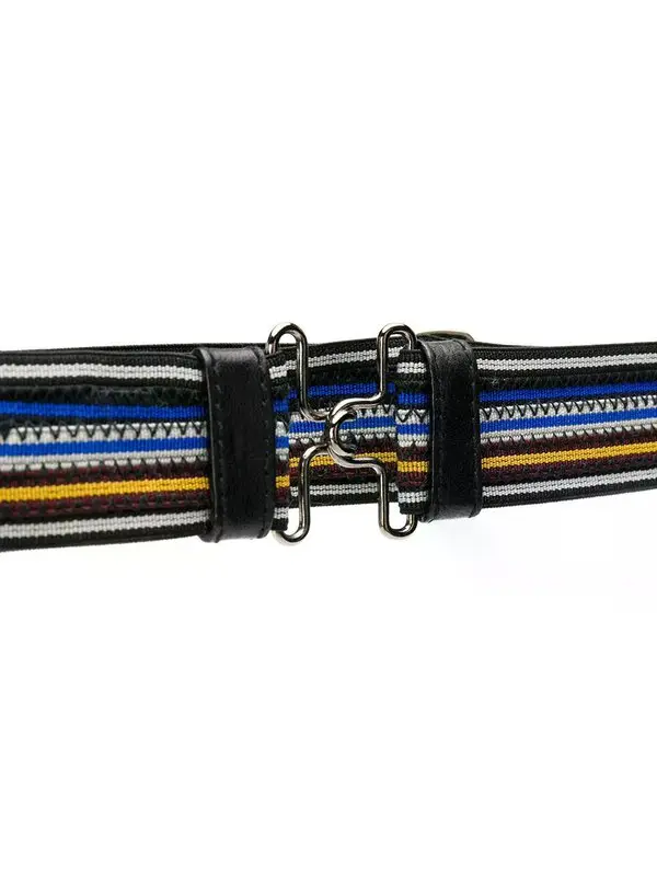 Prada Striped Clasp Buckle Belt - Black